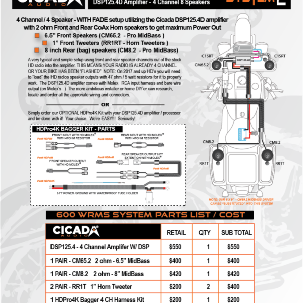 Cicada Audio Harley Audio Kit – Extreme Motorcycle Audio